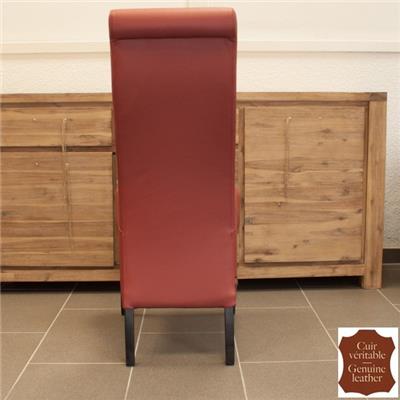 2 chaises en cuir de vachette pleine fleur rouge Parme SIX