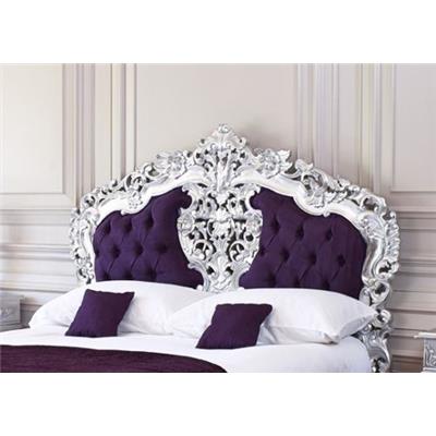 Lit baroque acajou argenté capitonné 160x200 Chambord Meuble de Style